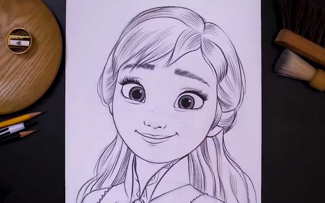 创意素描画作品,美丽安娜的绘制过程!