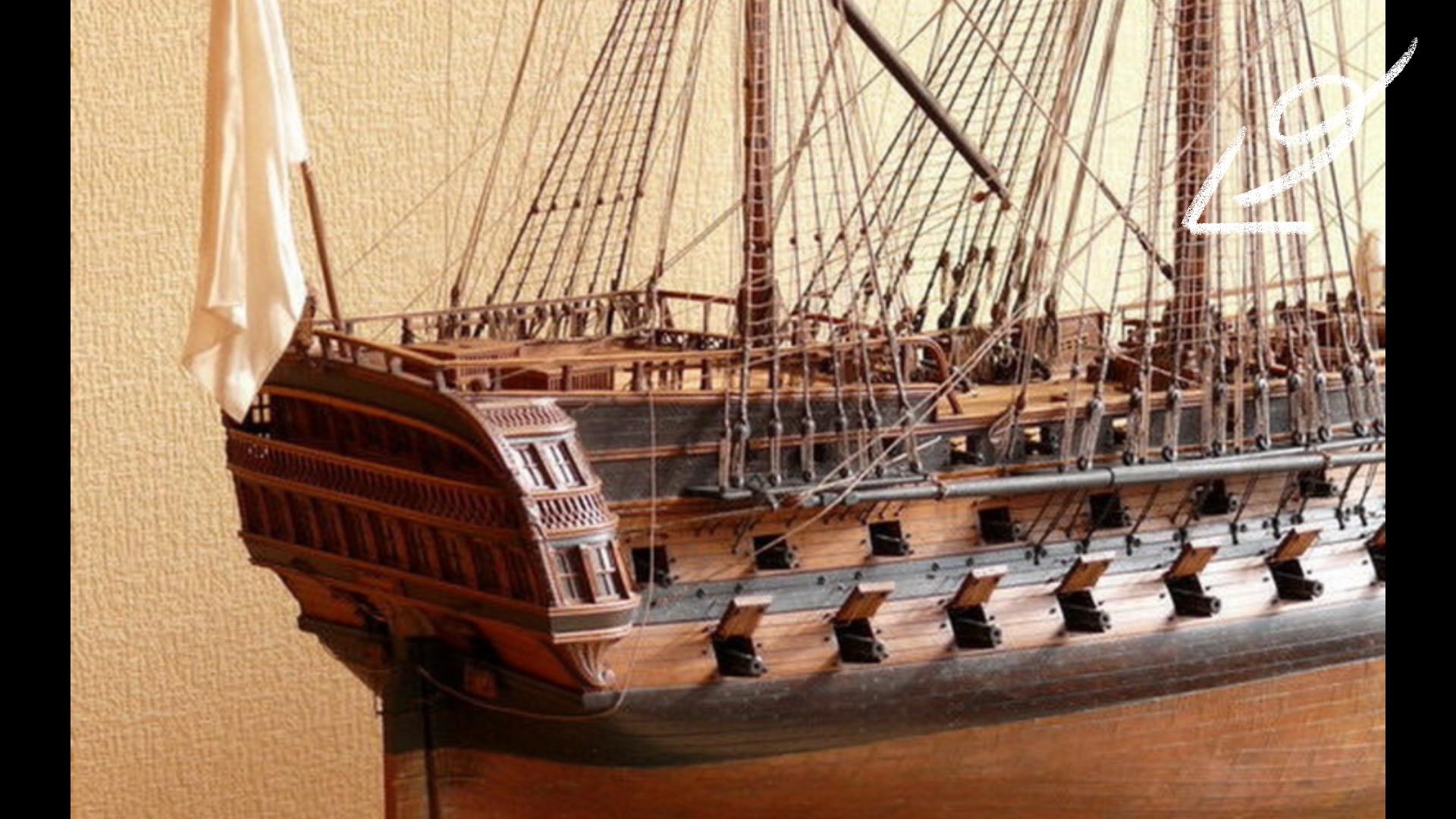 精致的法国线列74炮模式三级战列舰模型细节一流