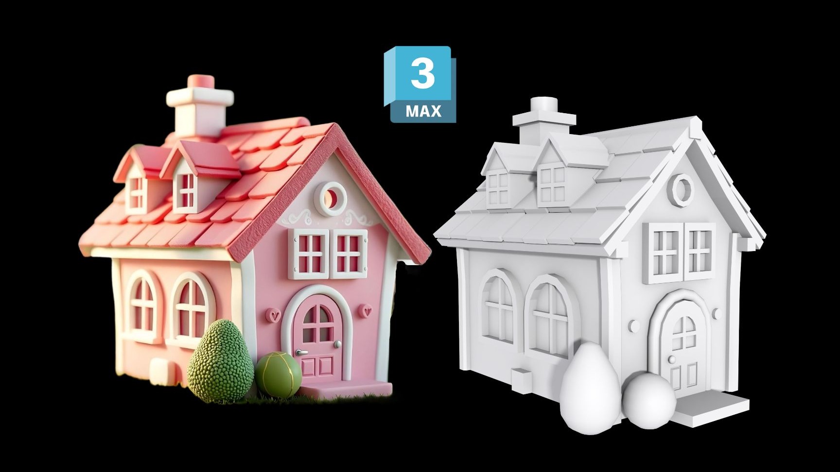 【3dmax建模】简单的小房子模型制作,适合新手入门的3dmax简单案例!