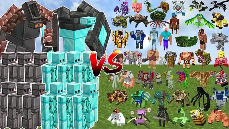 我的世界:钻石和下界合金军队 vs boss