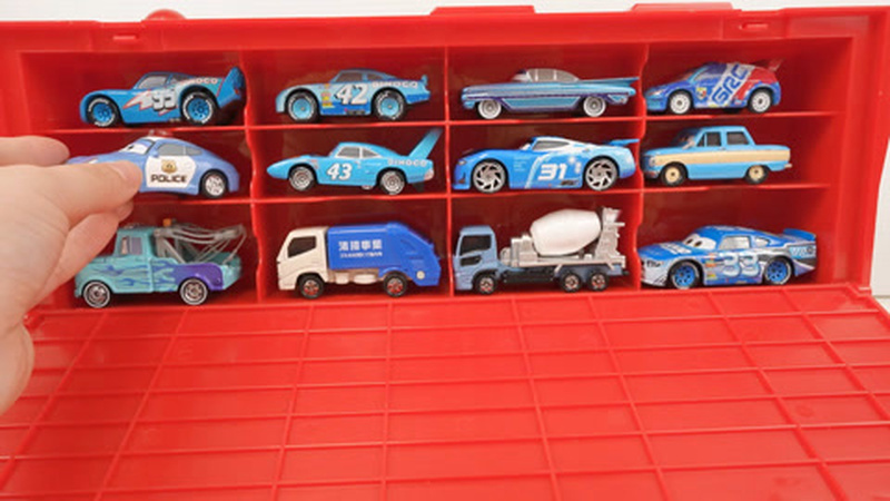 蓝色微型汽车套装!让我们来看看12种汽车,带大拖车