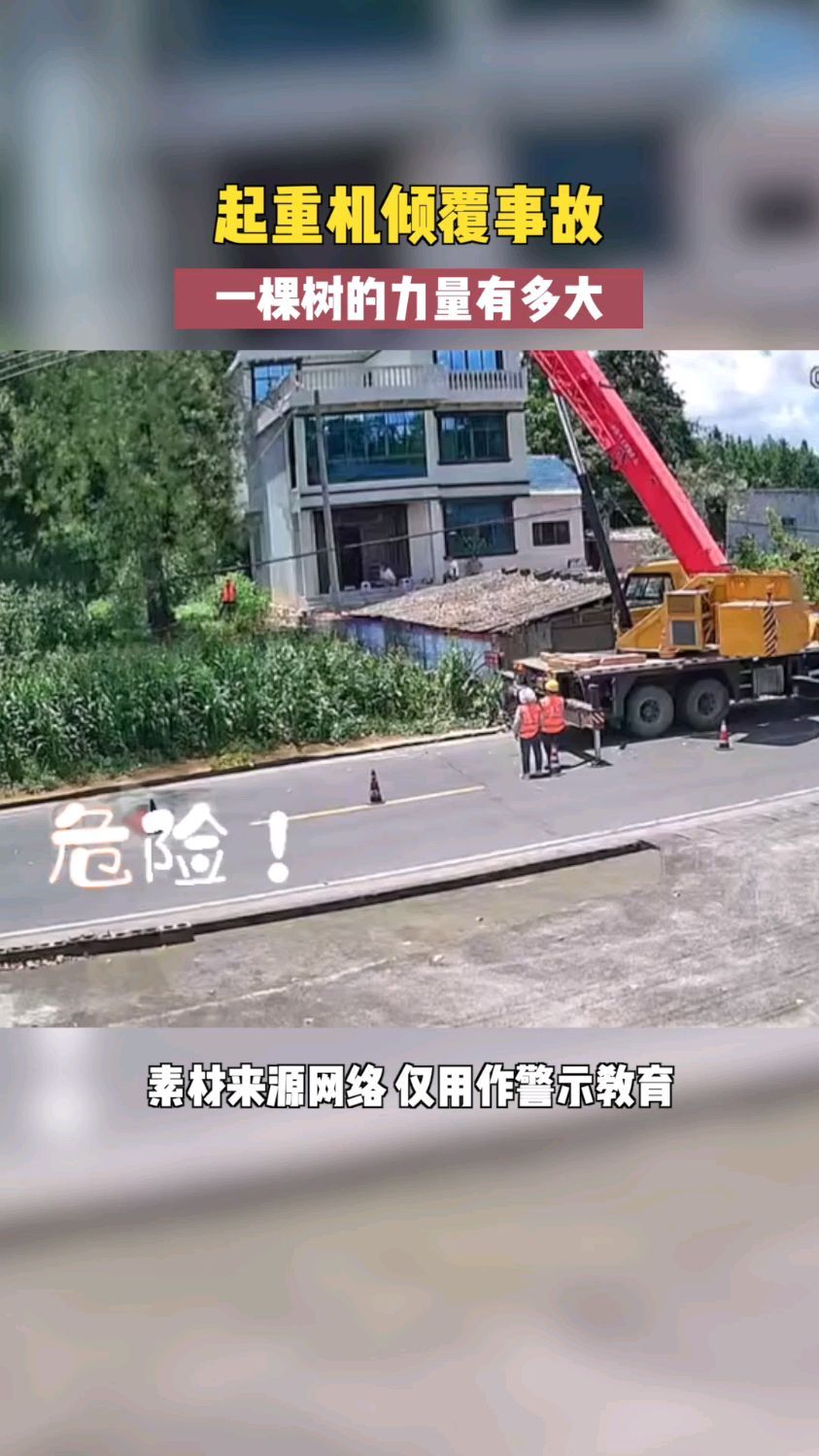 起重机倾覆事故!一棵树的力量有多大!#安全警示#安全事故