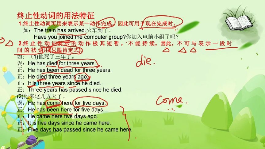 终止性动词的用法特征及几种替换方式,要牢记