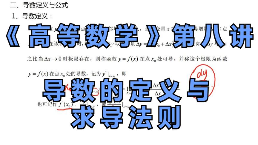 高等数学 第八讲 导数的定义与求导法则