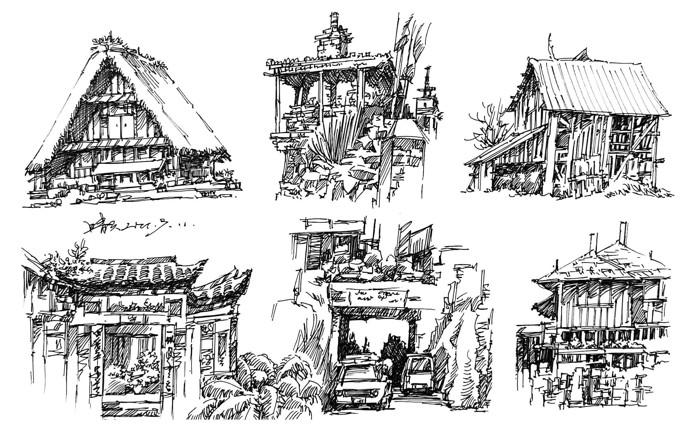 速写基础各种建筑的单体练习画法教程 小白福利适合收藏