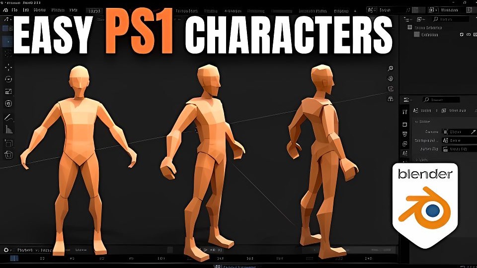【中字】Blender 建模教程:低模人物-PS1风格--初学者
