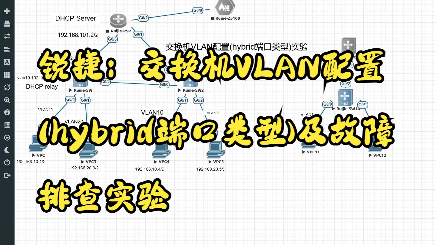 锐捷:交换机VLAN配置(hybrid端口类型)及故障排查实验
