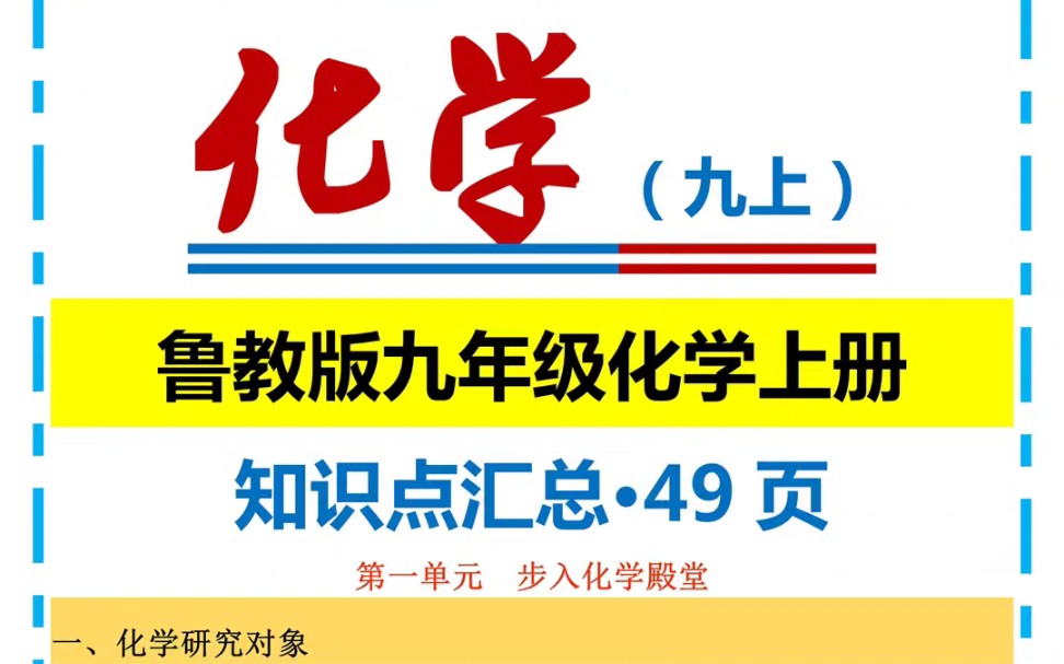 鲁教版九年级化学上册知识点汇总