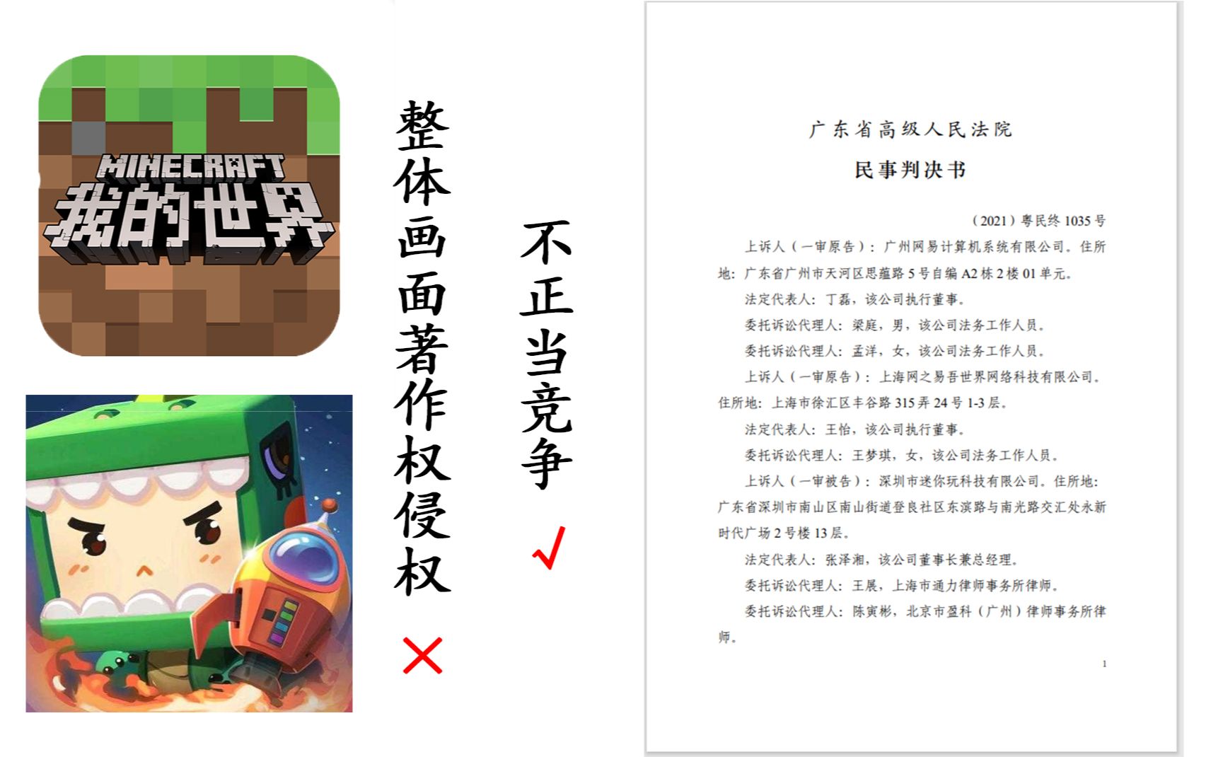 【游说法01】网易胜诉,迷你世界“抄袭”了吗?
