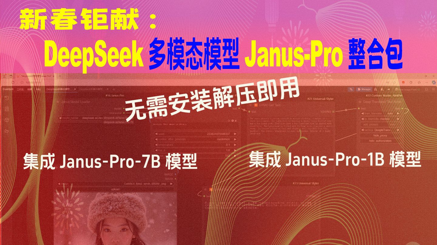 新年诚意巨献!DeepSeek多模态模型Janus-Pro完美整合包,无需安装...