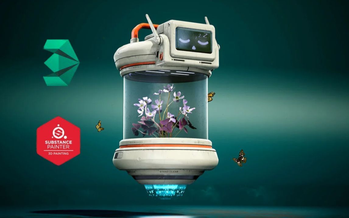 ...模型制作,机器人养花?这是什么风格,3DMAX+Substance Painter软件