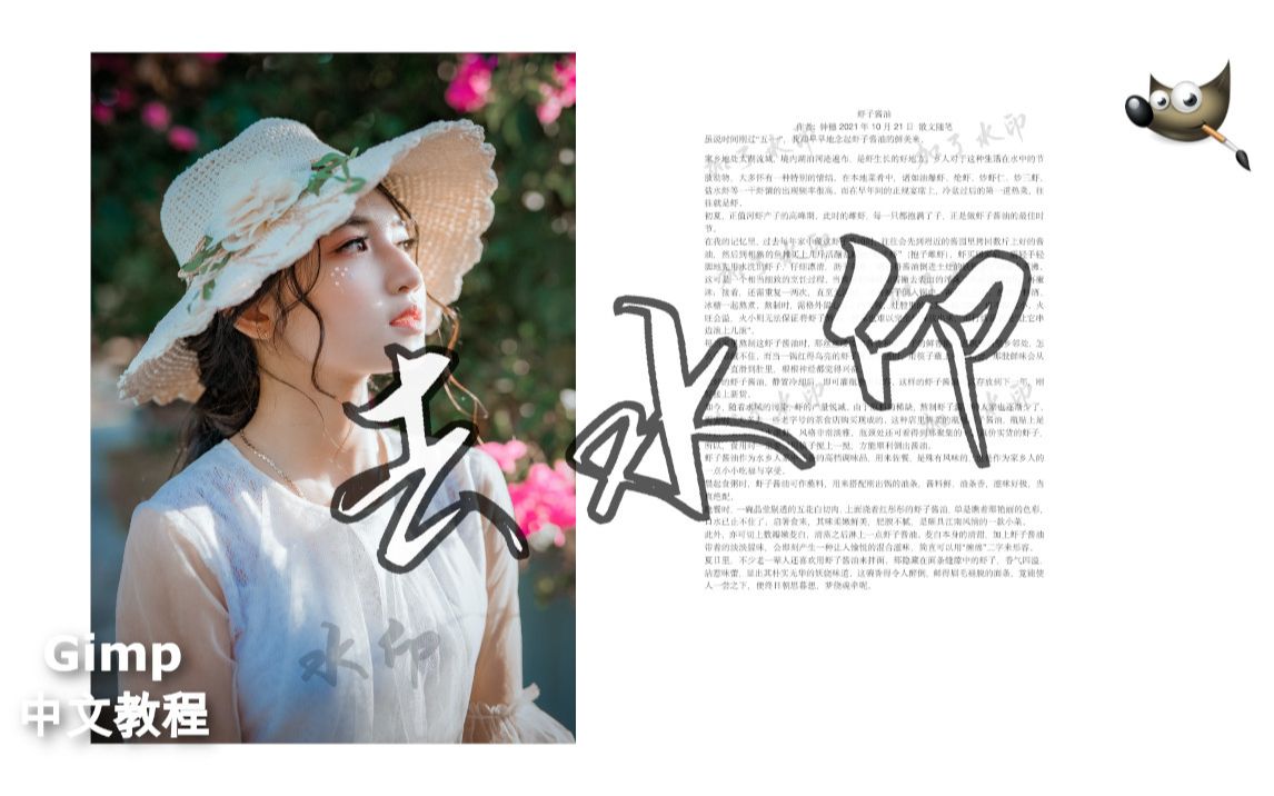 一键去水印,如何去水印?! gimp2.10中文教程