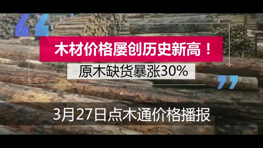 原木缺货暴涨30%,木材价格屡创历史新高!#原木#建筑木材