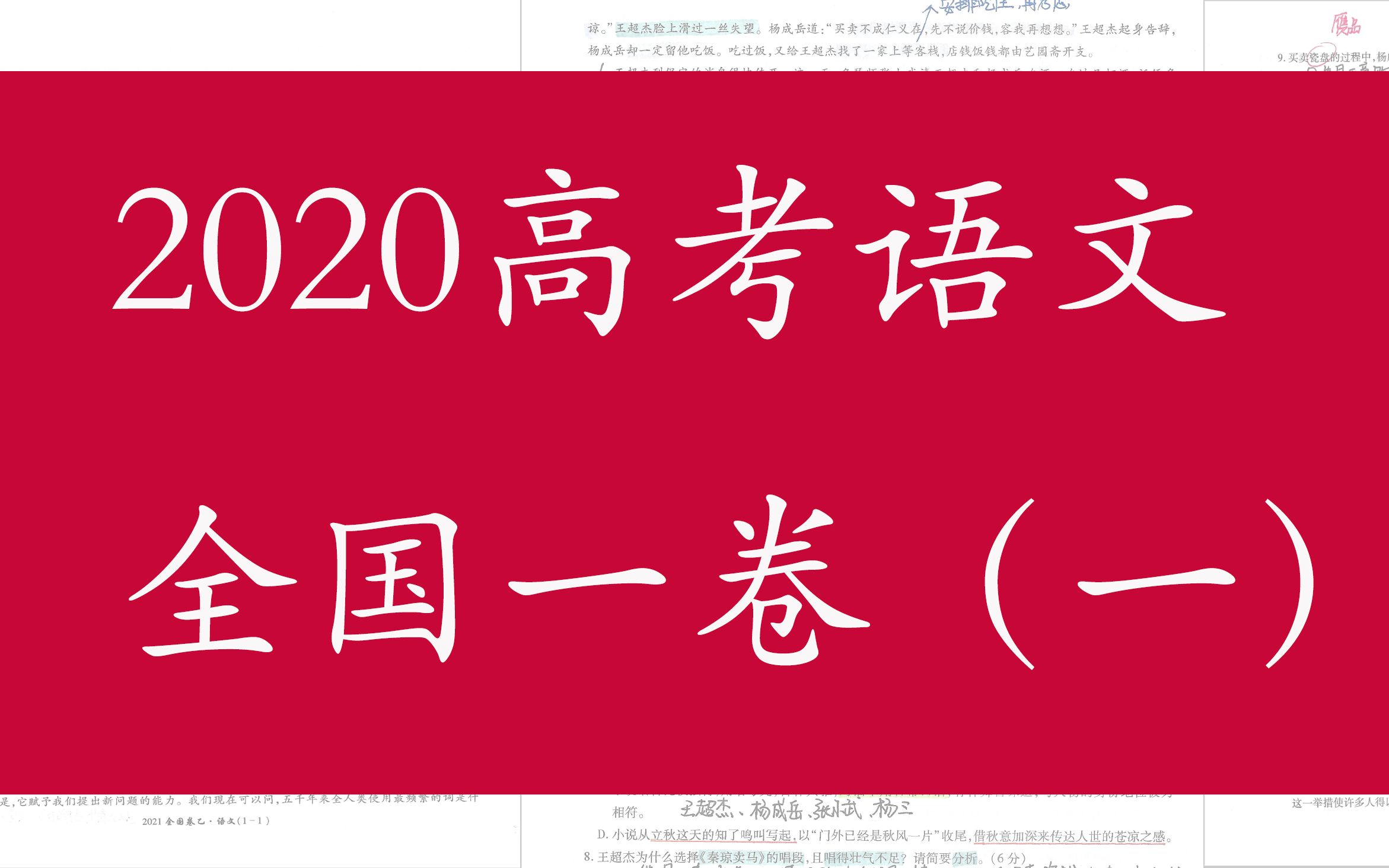 2020年高考语文全国Ⅰ卷(一) 论述类文本和实用类文本