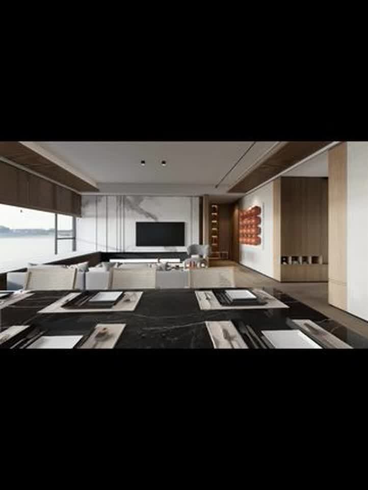 装修 室内设计 全案设计 住宅设计 无主灯设计 现代客餐厅设计高级感...