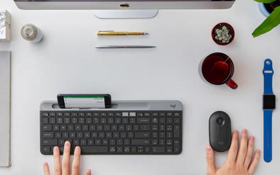 罗技k580+pebble打造简洁桌面,pc和pad共用一套键鼠