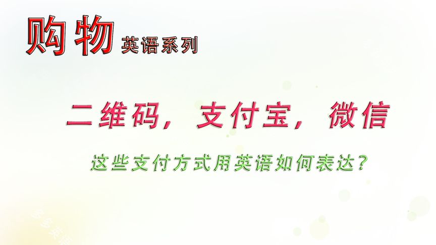 微信,支付宝,二维码等这些支付方式,用英语如何说呢?