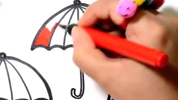 亲子简笔画:金粉涂色漂亮小伞