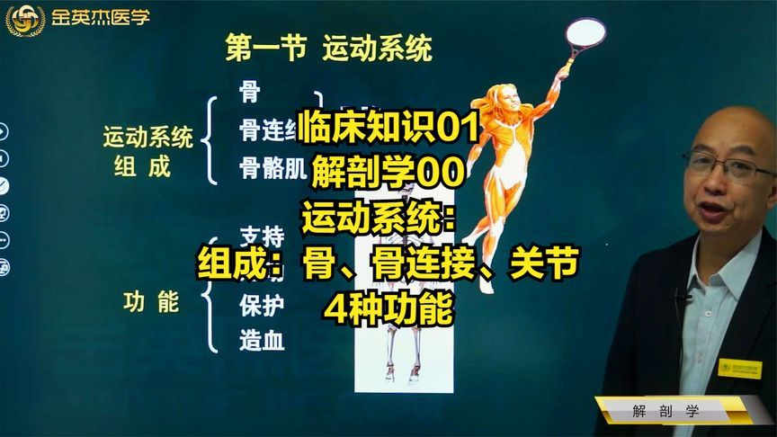 临床知识01解剖学00运动系统:组成:骨、骨连接、关节;4种功能