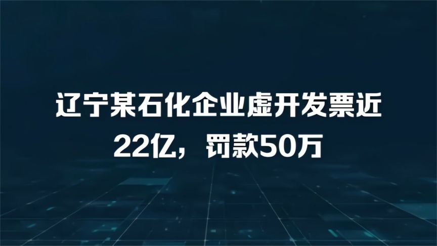 辽宁某石化企业虚开发票近22亿税局罚款50万