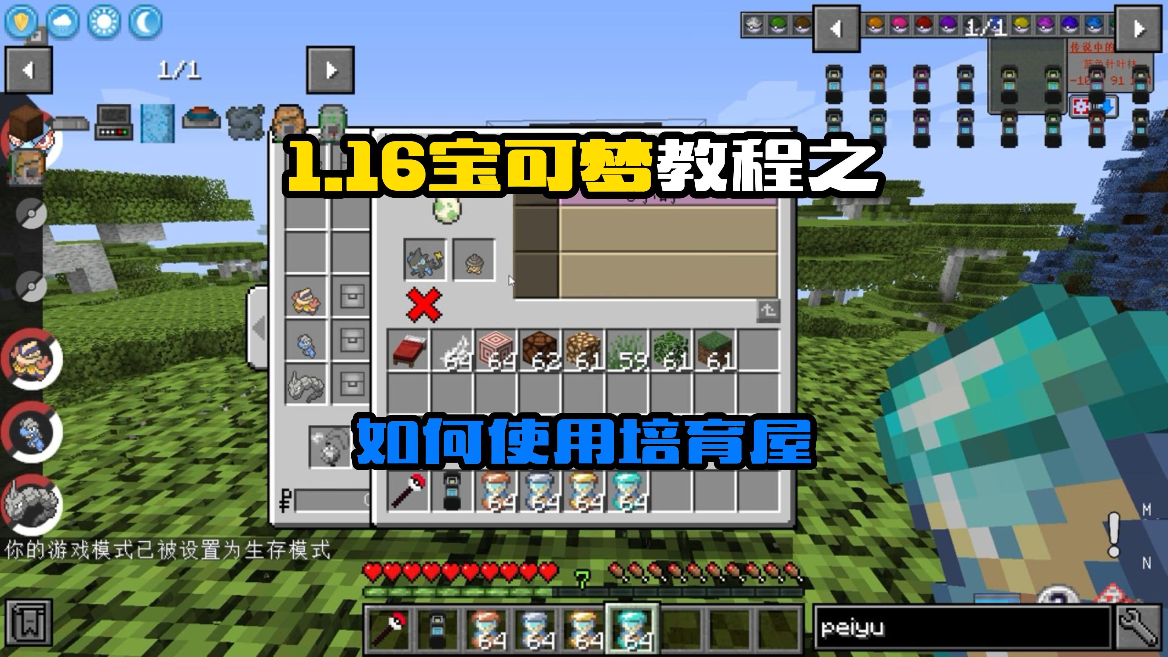 1.16宝可梦教程1:如何使用培育屋_哔哩哔哩bilibili_我的世界_演示