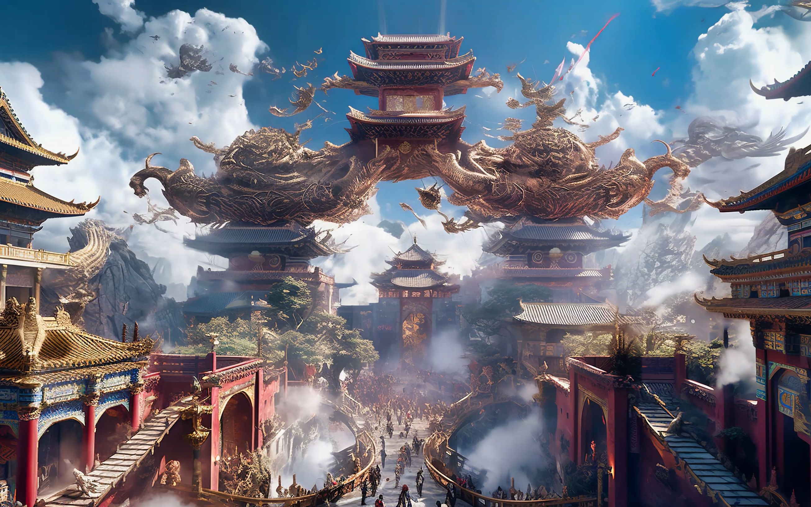 AI壁纸106期天机城,磅礴大气的修仙大都会