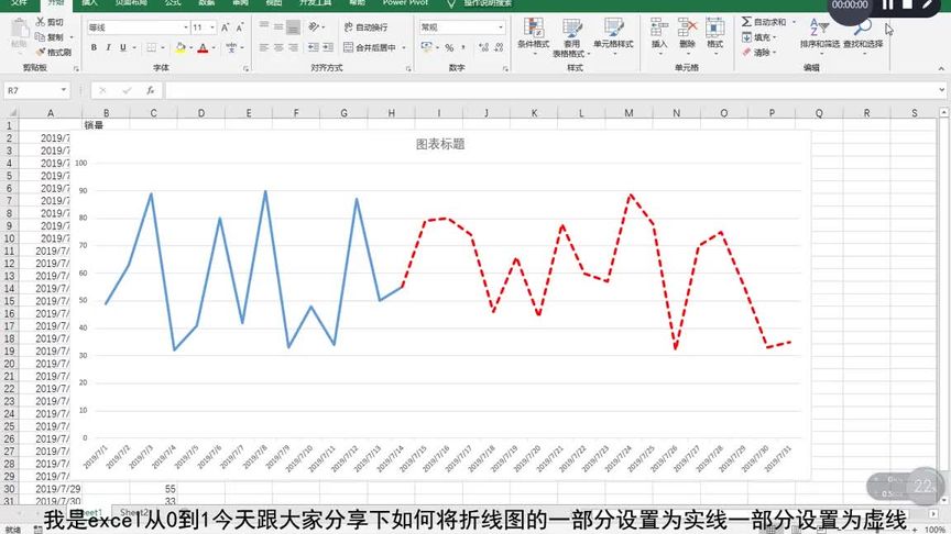 在excel中如何将折线图一部分实线一部分虚线