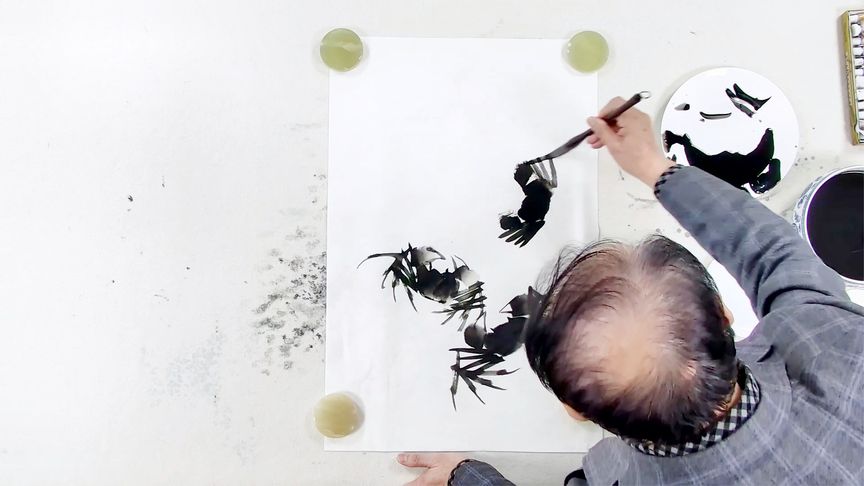 入门国画教程水族篇:螃蟹的画法演示,形神兼得,妙哉!