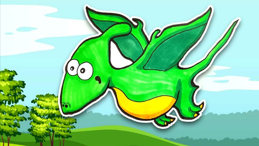 画一只可爱的翼龙,蓓天翼龙简笔画!