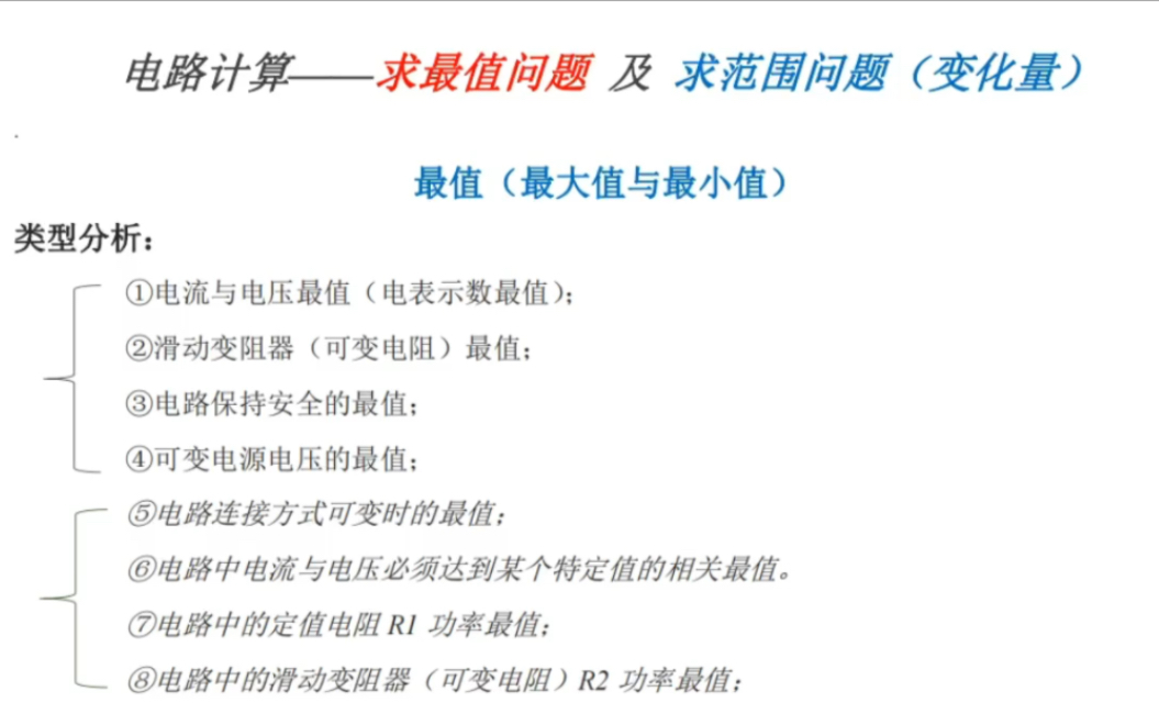 初中 电路计算 最值问题 求范围问题 方法演示 +例题01