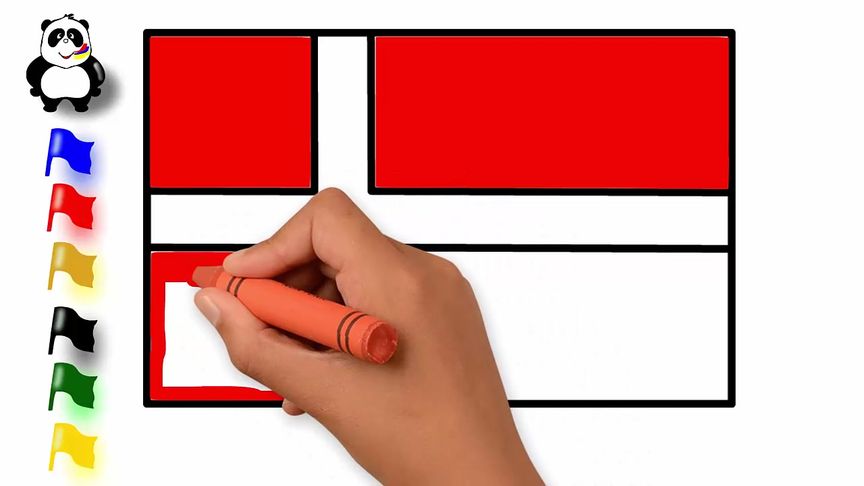 一起画画,画国旗-宝贝学颜色-丹麦