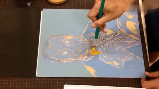 一版多色版画制作全过程,不用刻套版,效果还相当好