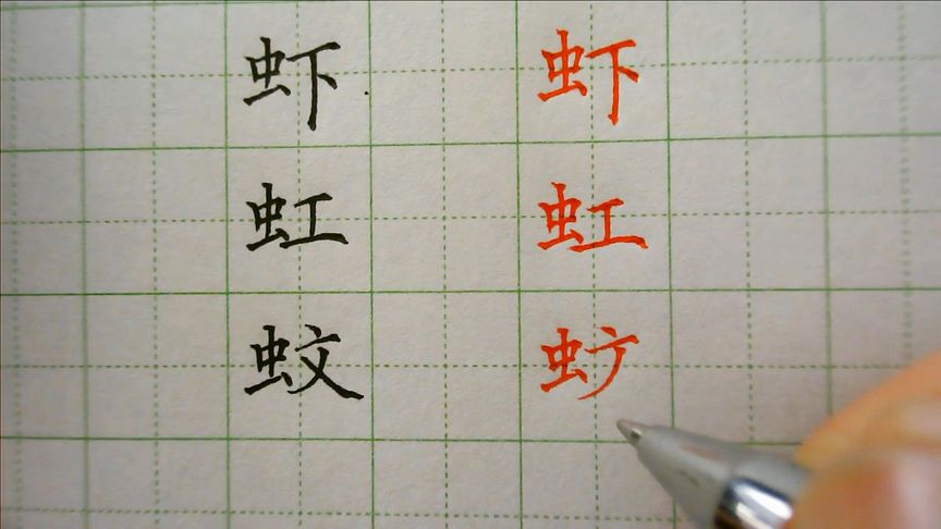 偏旁部首【虫字旁】写法及例字示范
