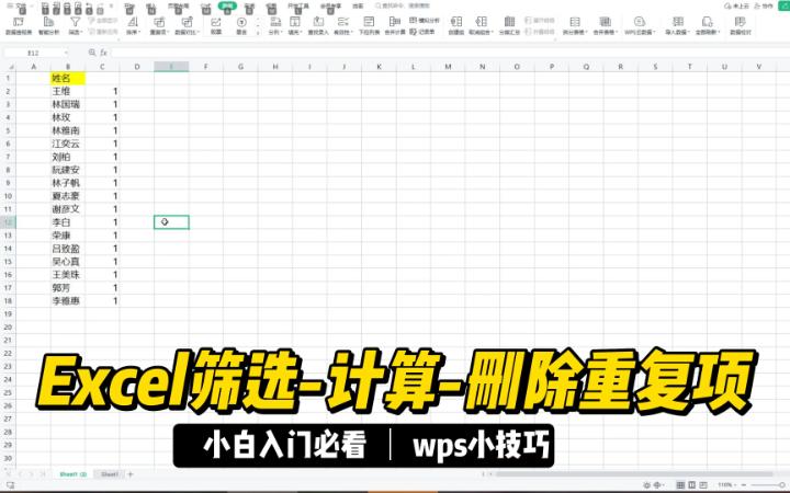 Excel筛选-计算-删除重复项-wps小技巧