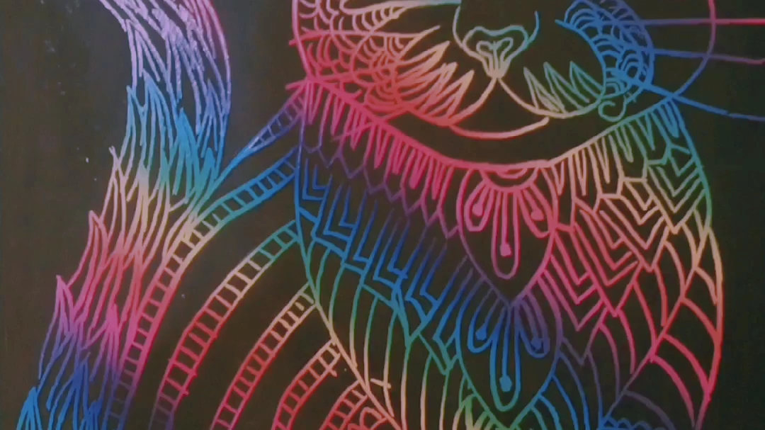 刮蜡画猫咪教程