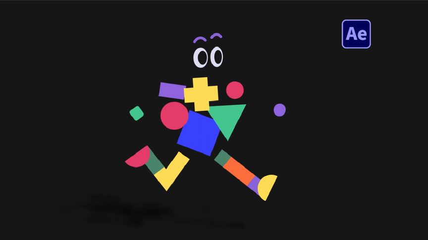 【AE教程】只需一秒!几何角色奔跑动画来了,纯AE制作,100%学会