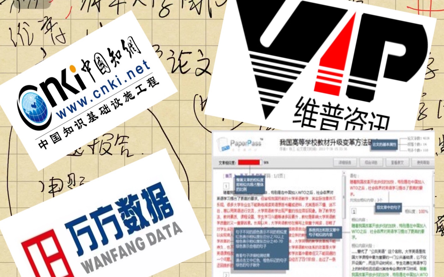 知网、万方、维普、pp数据库各自特点及查重降重比对!