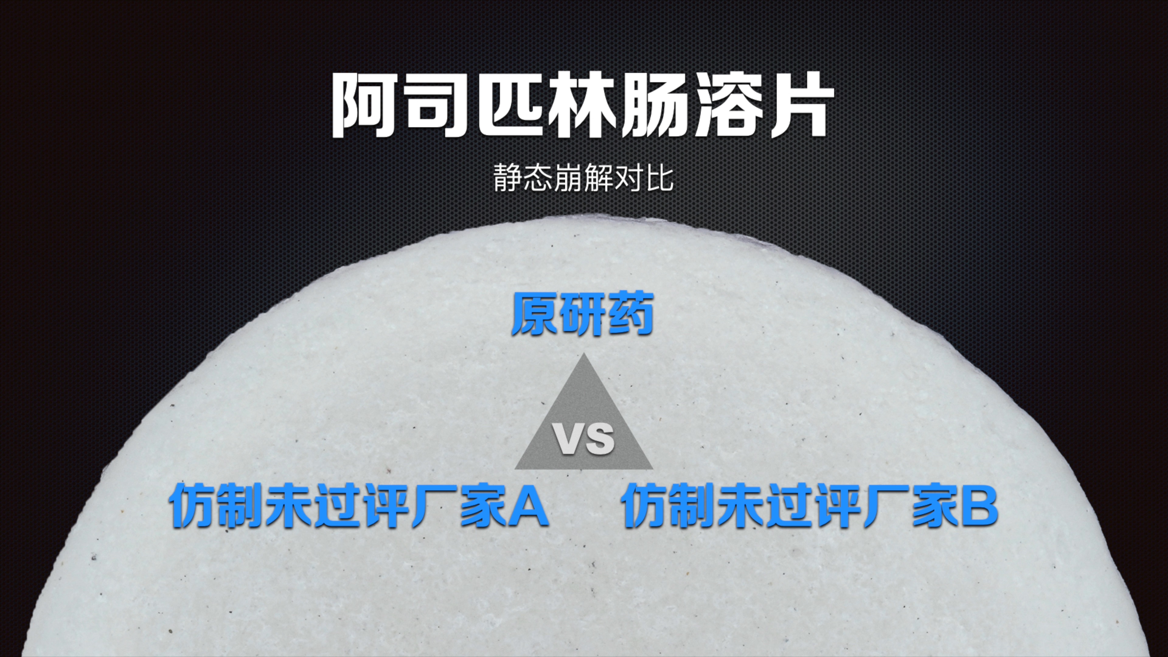 阿司匹林肠溶片静态崩解对比-原研药vs仿制未过评