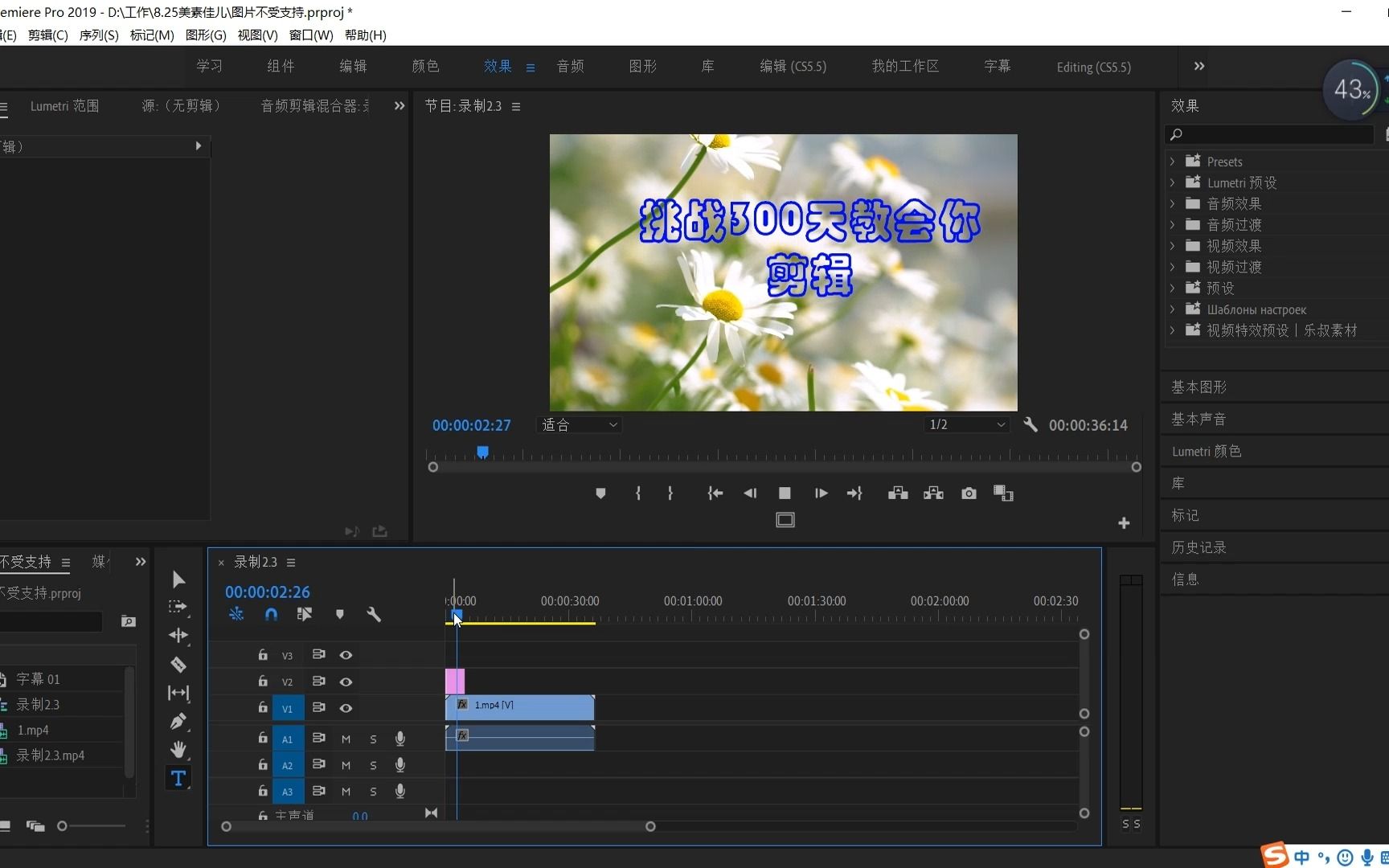 pr里文字的添加及调整