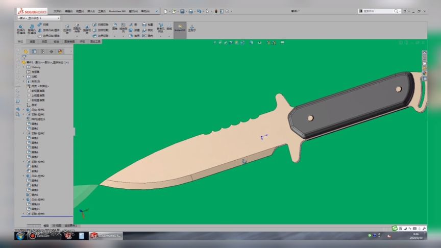 用solidworks绘制一把军用匕首