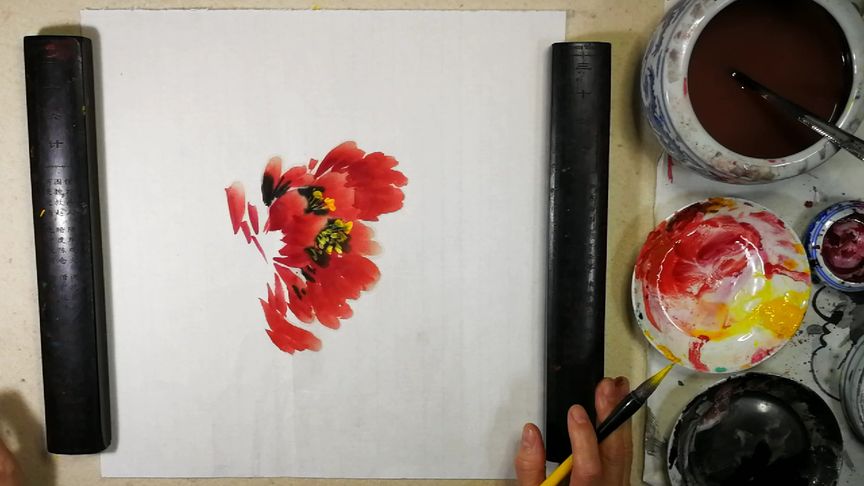 中国画课堂,零基础花鸟篇。第二十八课,牡丹。分解1牡丹花画法