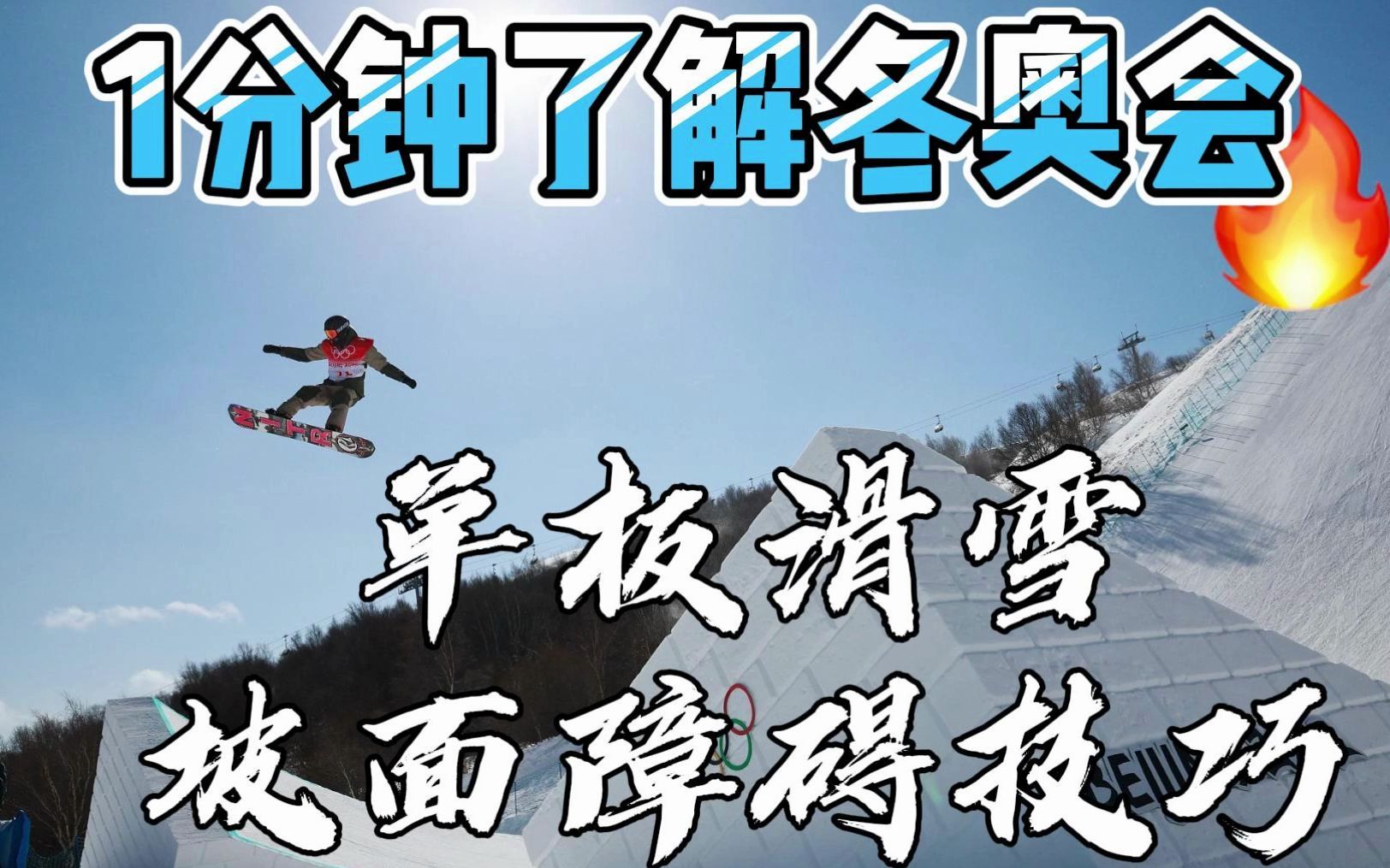 1分钟了解冬奥会:单板滑雪坡面障碍技巧