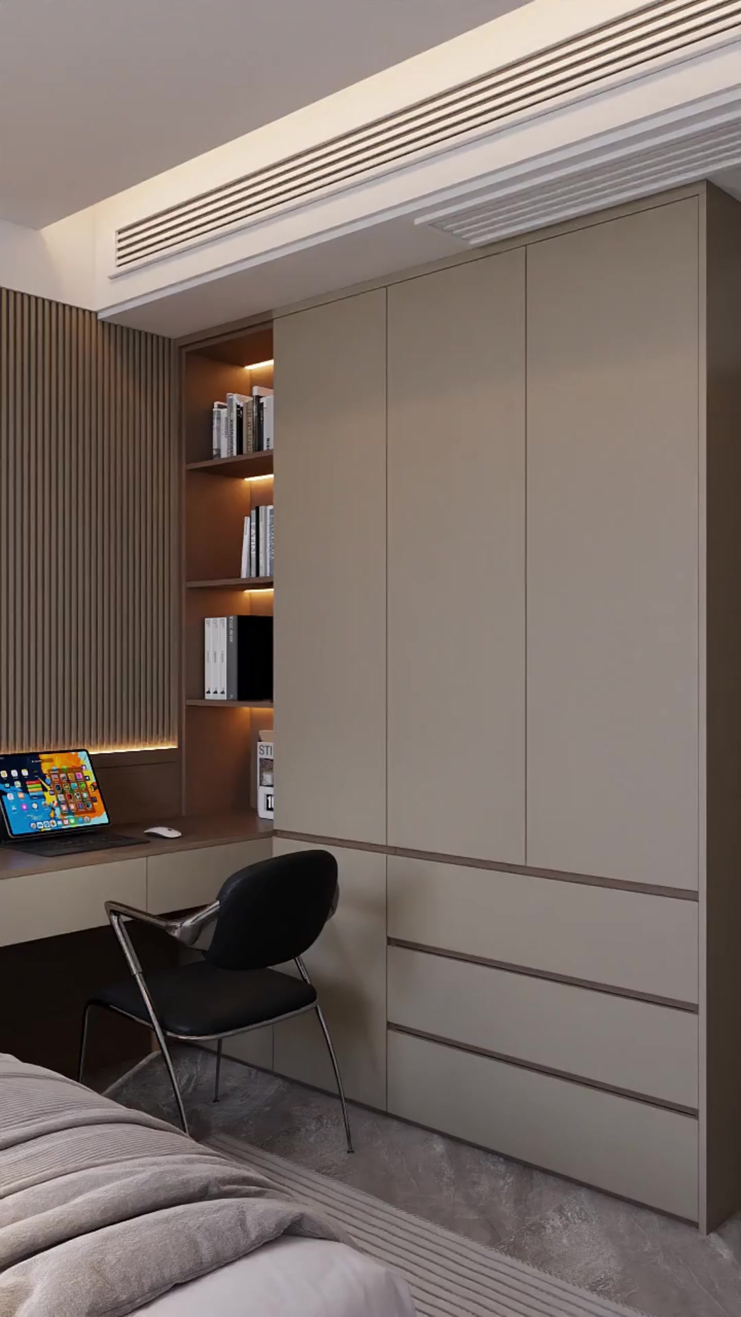 卧室衣柜书桌一体 儿童房衣柜书桌一体#儿童房衣柜书桌一体效果图 #...