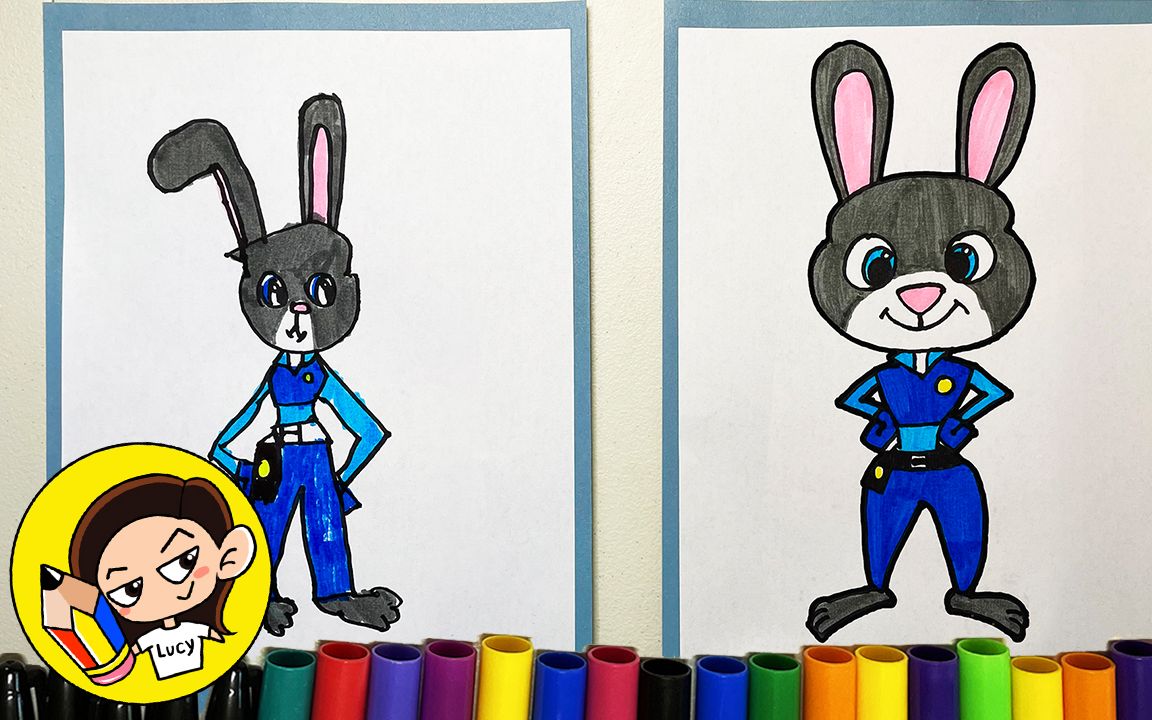 【11】如何画朱迪|疯狂动物城|朱迪警官|儿童简笔画|How To Draw ...
