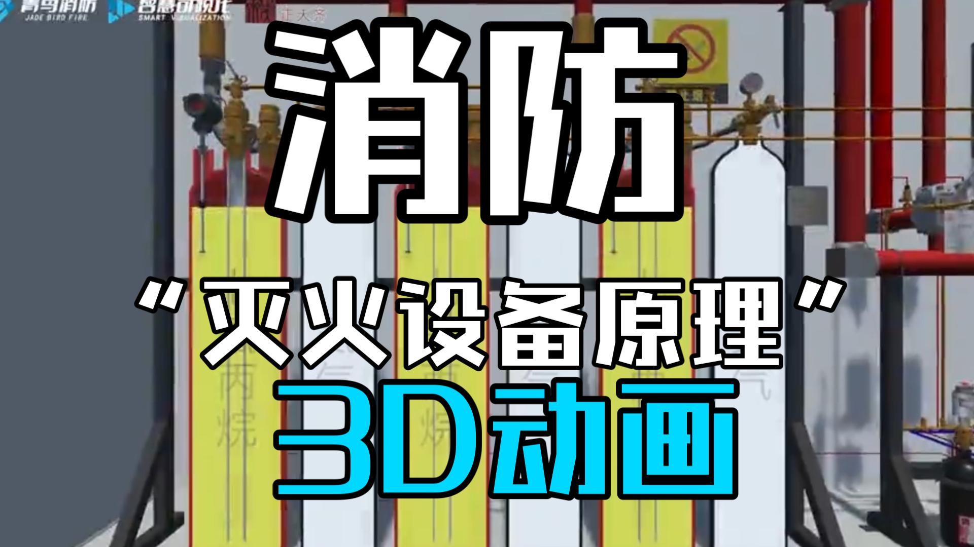 消防系统原理三维动画-七氟丙烷灭火设备【主页学习更多消防及空调...