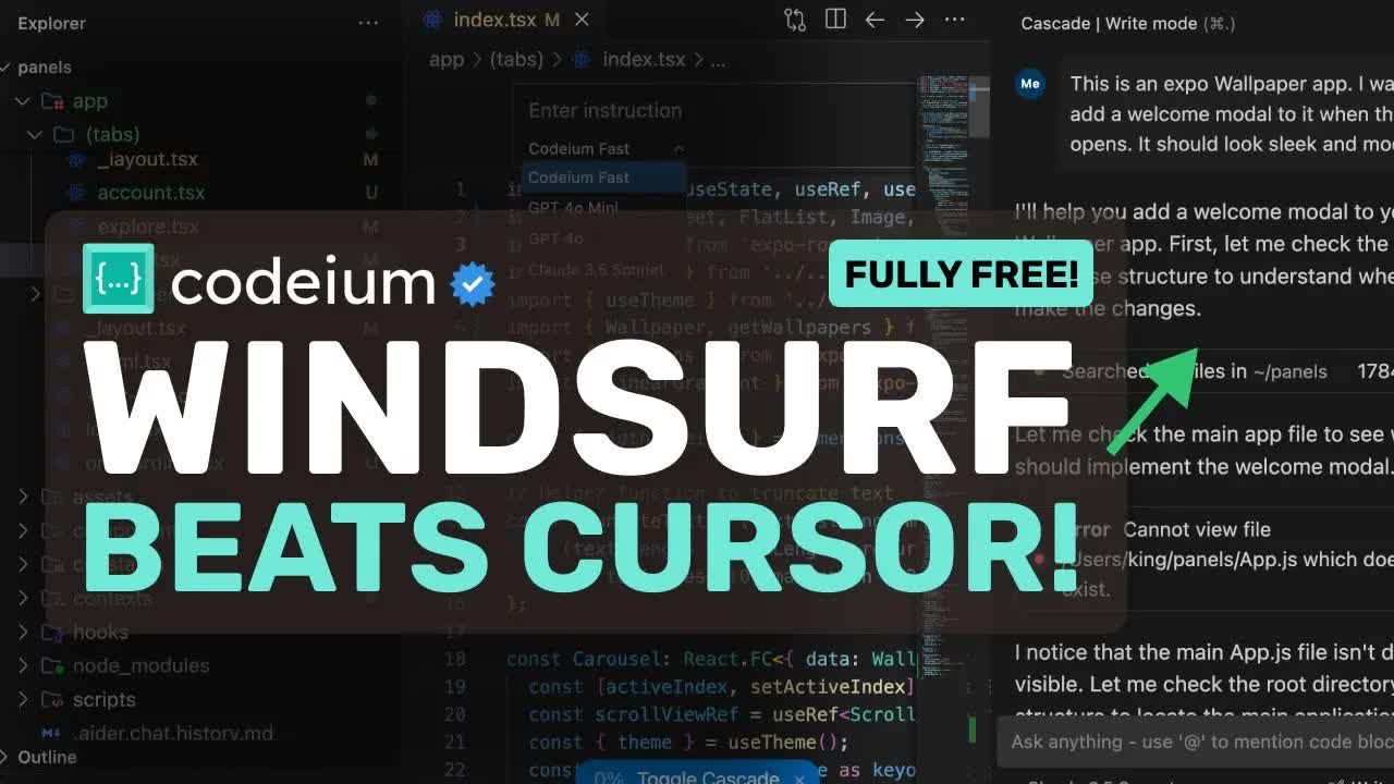 Codeium的Windsurf:这款全新且完全免费的AI编辑器超越了Cursor!