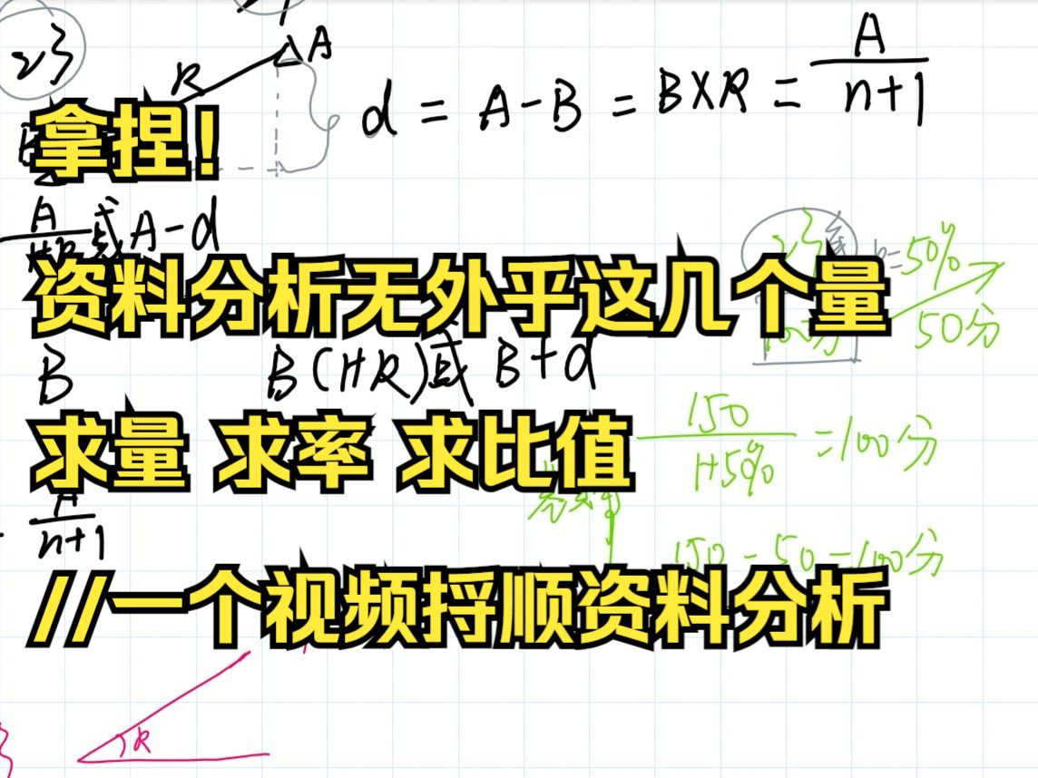 拿捏!资料分析无外乎这几个量——求量 求率 求比值//一个视频捋顺...