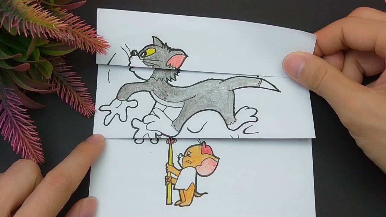 创意手绘猫和老鼠手游搞笑视频,汤姆猫展开后太有趣!