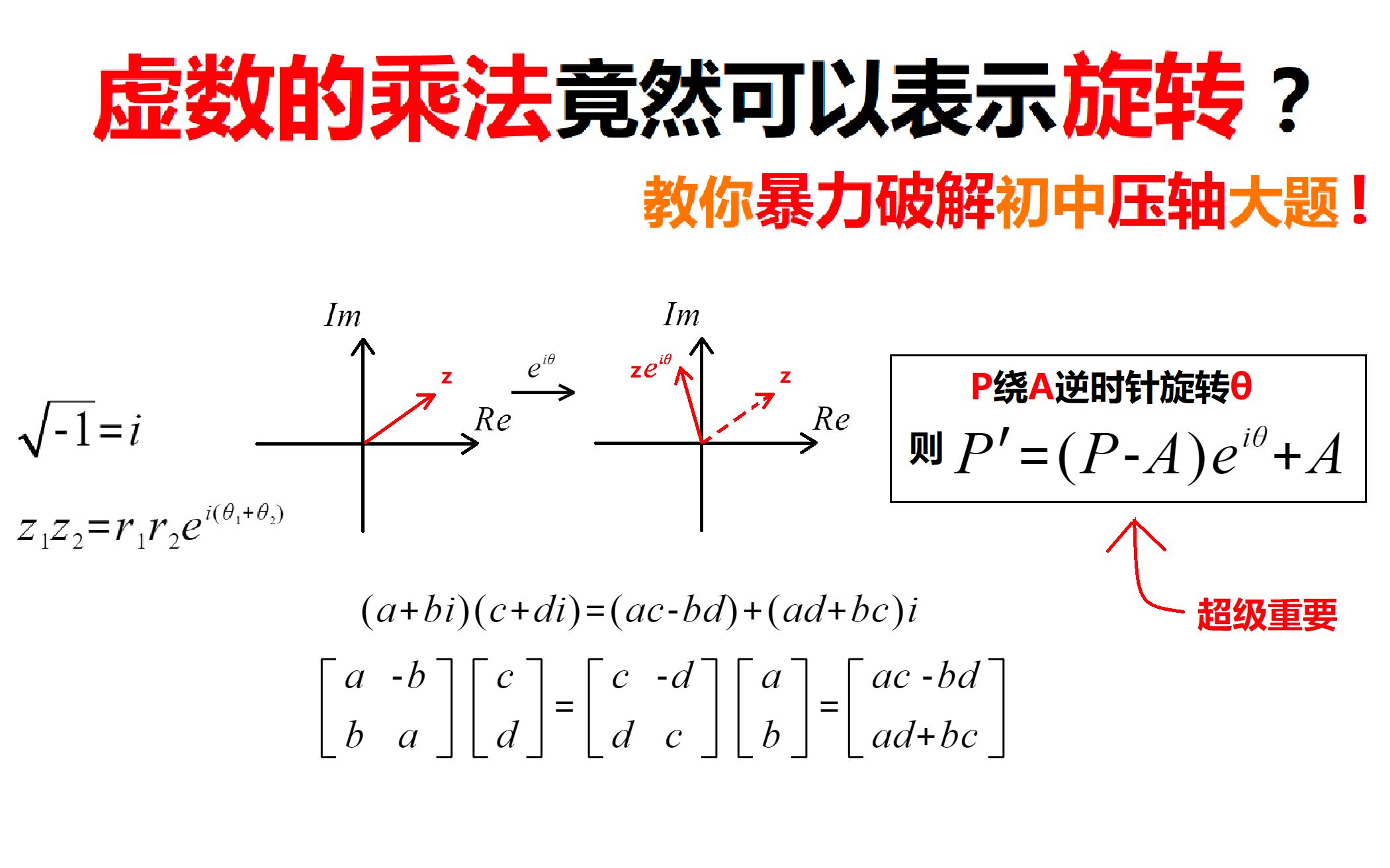 【数学】虚数乘法竟能表示旋转?教你暴力破解初中压轴题!