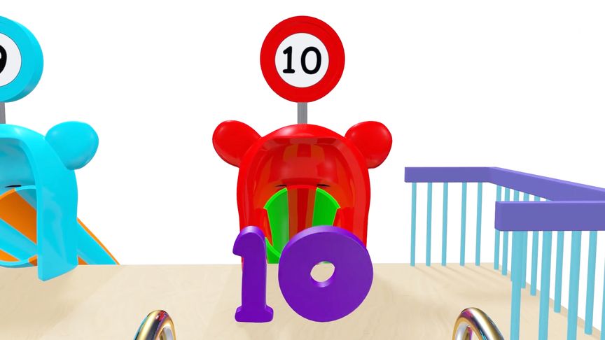 数字模型通过滑梯变成等同数量的水果